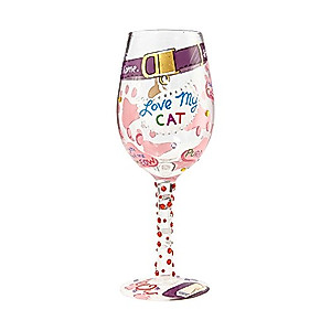 Enesco Wine Glass Love My Cat, Multicolor