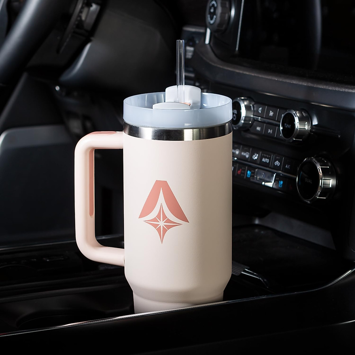 Pittman Outdoors 30oz. Hydration Tumbler with Comfort Soft Handle, Pink - Vacuum Insulated Travel Coffee and Drink Mug