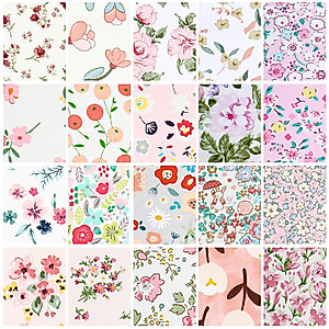 40 Pcs Floral Cotton Fabric Patchwork Roll Cotton Quilting Fabric Roll up Cotton Fabric Quilting Strips 2.55 Inch Precut Patchwork Roll for Craft Sewing DIY Crafts (Pink Floral)