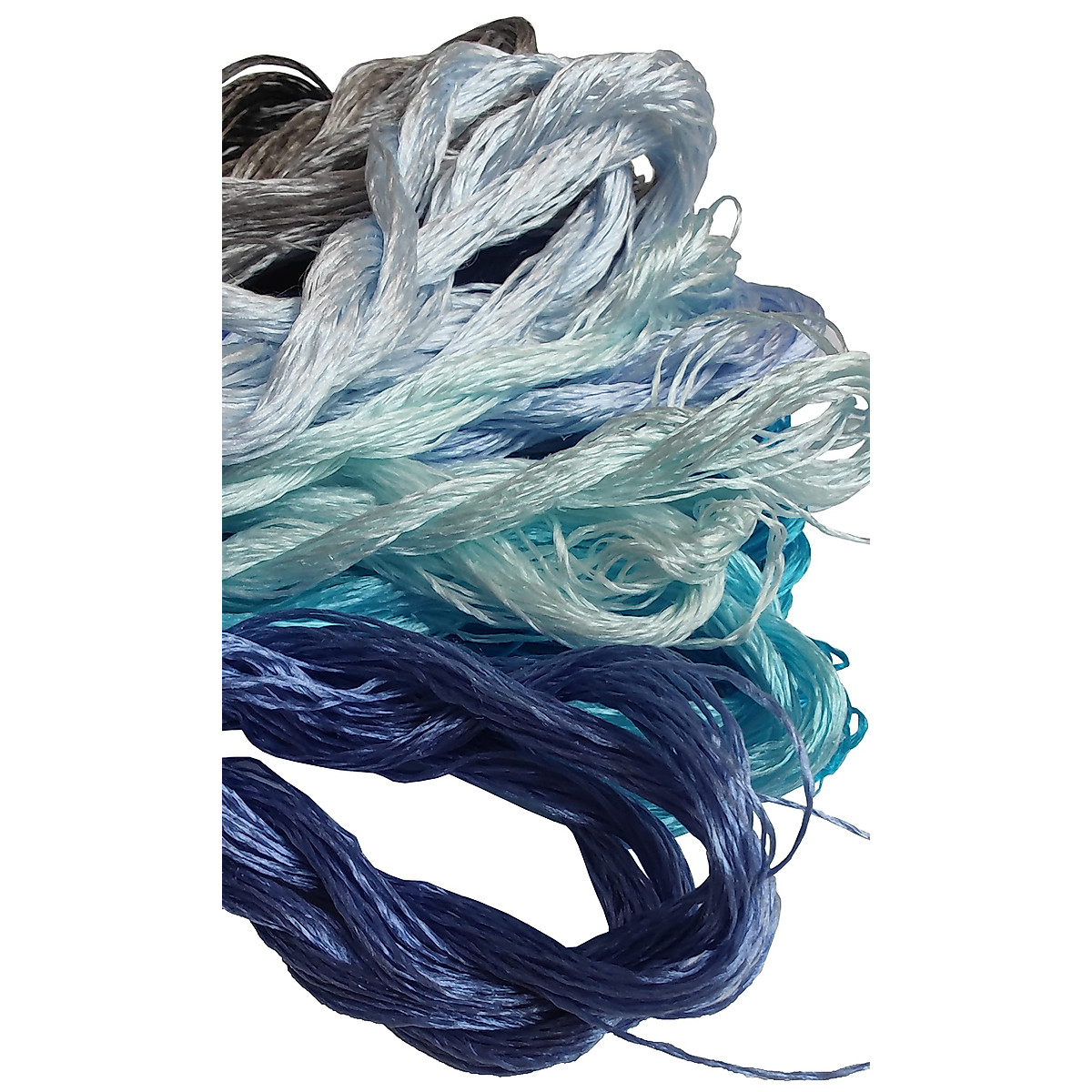 Gnognauq 12 Skeins Blue Series Embroidery Silk Thread Floss Handmade Woven Threads for Embroidery Embellishment Craft Needlework