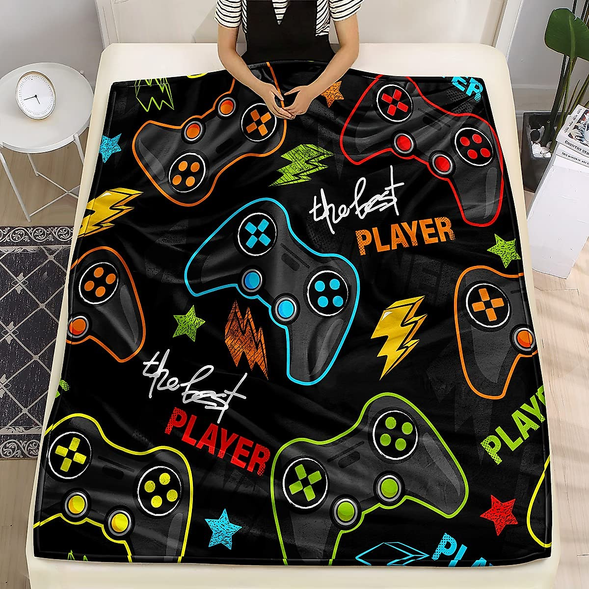 lirs Bedding Gaming Throw Blanket 60" x 50’’ Super Soft, Fleece, Gamer Gift for Couch Sofa for for Kids Boys Teens Video Game (MT-A11, 60’’x50)