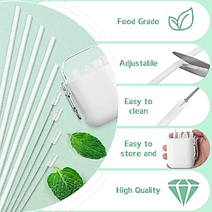 Nuenen 8 Packs Reusable Straws with Case Silicone Straws Reusable Collapsible Travel Straw Portable Folding Drinking Straw with Keychain Carry Pouch and Cleaning Brushes for Home Travel Party Drinks