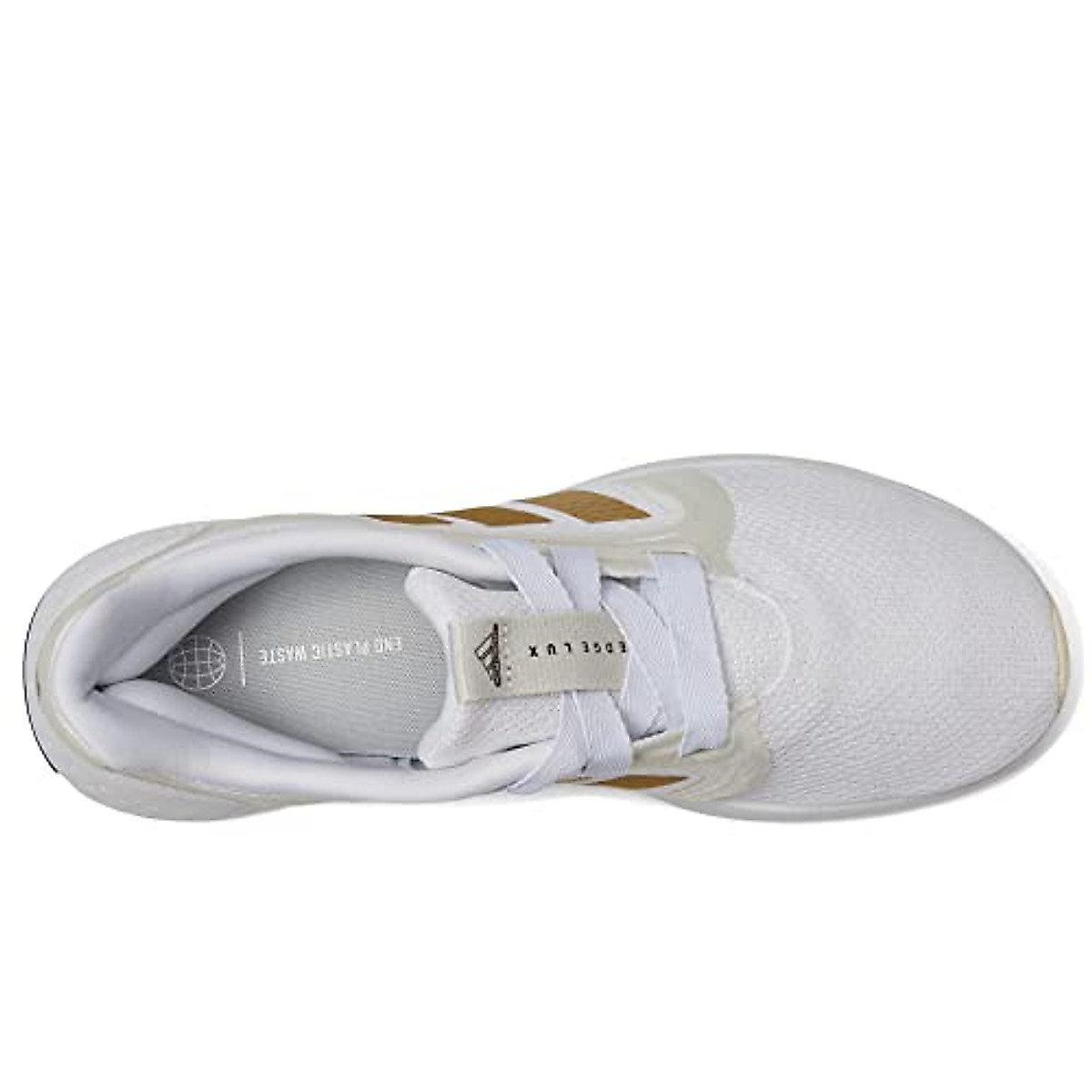 adidas Women's Edge Lux 5 Running Shoe, White/Matte Gold/Shadow Maroon, 7.5