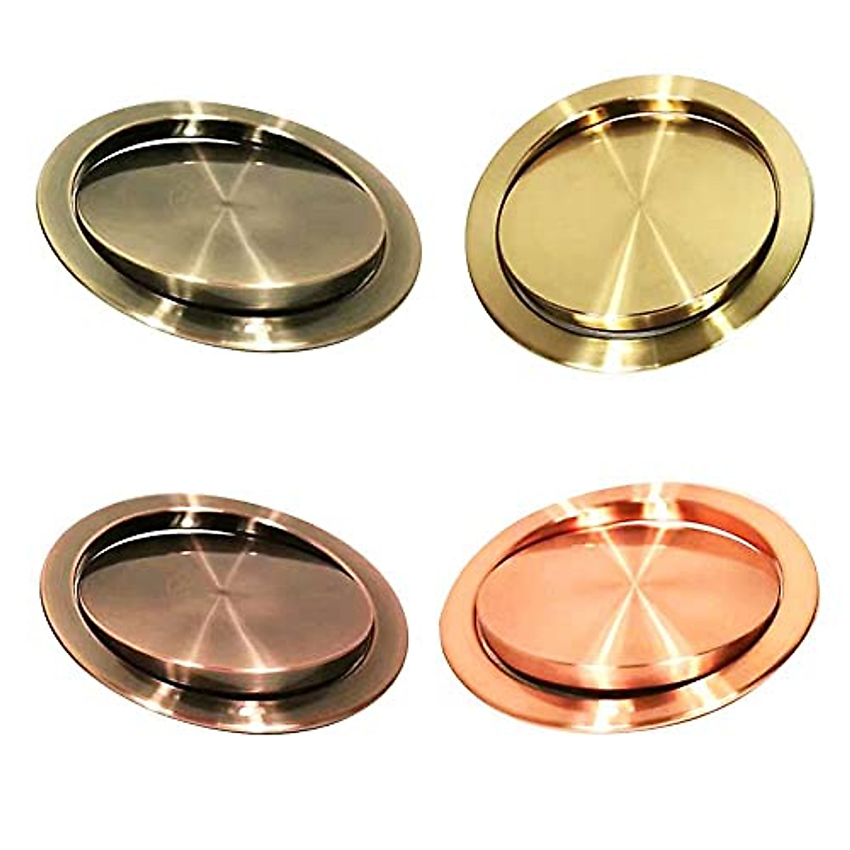Q/A Stainless Steel Garbage Lid Round Recessed Counter Top Cover Trash Bin Built-in Balance Flap Auto Flap Trash Grommet Flexible Swing Trash Can Lid Accessory Kitchen Garbage Use (Titanium Gold)