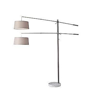 Adesso 5275-22 Manhattan Two-Arm Arc Lamp, 78-102 in., 2 x 150W Incandescent/ 13W CFL, Brushed Steel, 1 Floor Lamp