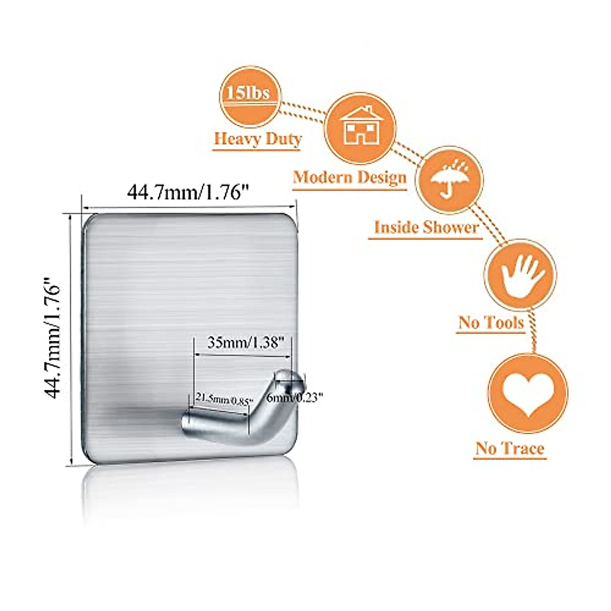 Towel Hooks Holder Adhesive Wall Hooks Stainless Steel Waterproof Shower Heavy Duty Stick on Hooks for Hanging Coat, Hat,Towel Robe Hook Rack Wall Mount- Bathroom and Bedroom 4-Packs