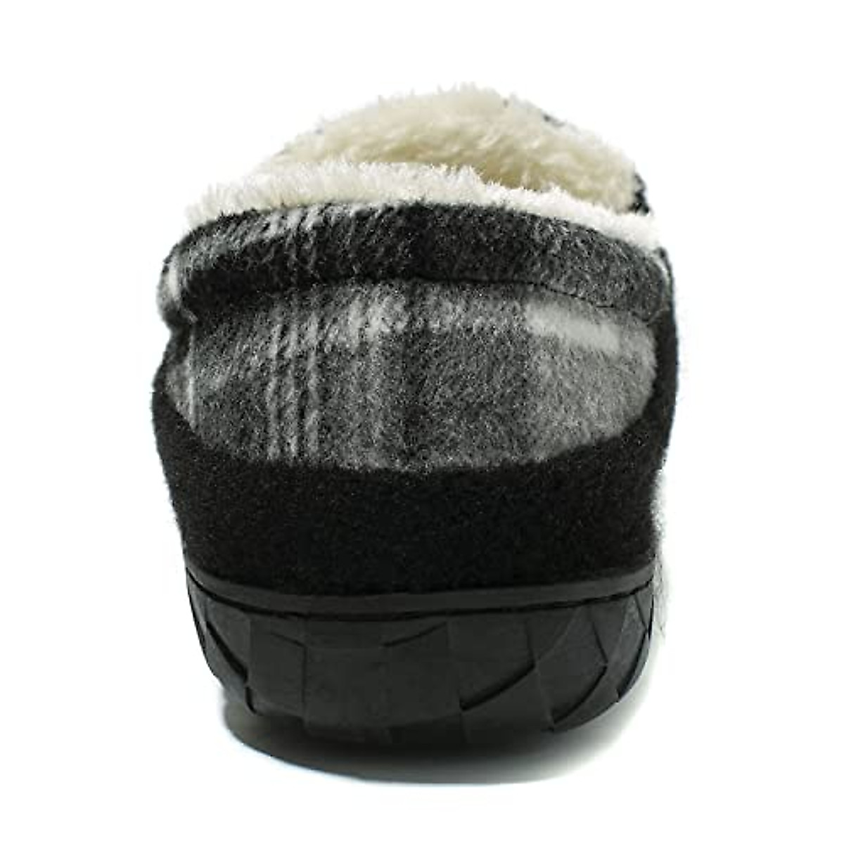 NewDenBer Men's Warm Memory Foam Moccasin Slippers Felted Wool Plush Shearling Lined Slip on Indoor Outdoor House Shoes (17 D(M) US, Black)