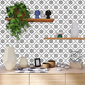 Gray & White Collection Peel and Stick Tile Stickers, 6x6 Inch 12 PCS Set Backsplash Tile Decals Bathroom & Kitchen Vinyl Wall Decals Easy to Apply Just Peel & Stick Home Decor