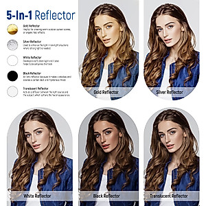 NEEWER 43"/110cm Light Reflector Kit, 5 in 1 Collapsible Round Reflector (Translucent/Silver/Gold/White/Black), Metal Clamp and 21"-43”/53-110cm Short Stand for Low Angle Children Studio Photography