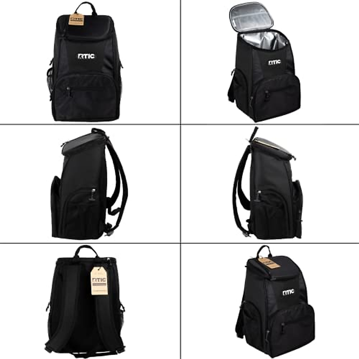 RTIC Lightweight Backpack Cooler, Black, 15 Can, Portable Insulated Bag, for Men & Women, Great for Day Trips, Picnics, Camping, Hiking, Beach, or Park