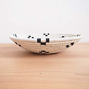 African Basket- Maraba/Rwanda Basket/Woven Bowl/Sisal & Sweetgrass Basket/Black, White