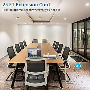 25 Ft Extension Cord Flat Plug Bundle, NTONPOWER 2100 Joules Surge Protector Power Strip with 12 Outlets 3 USB 25 Ft Extension Cord, Power Strip with 25 ft Long Cord 6 Outlets 4 USB Ports