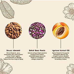 Multi-Use Oil for Face, Body and Hair - Organic Blend of Apricot, Vitamin E and Sweet Almond Oil Moisturizer for Dry Skin, Scalp and Nails - Rose Petals, and Bergamot Essential Oil - 4 Fl Oz