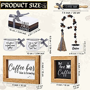 7 Pieces Farmhouse Tiered Tray Decor Bundle Home Farmhouse Items Signs Set Farmhouse and Beaded Garland for Farmhouse Home Kitchen Shelf Coffee Bar Table Decor (Coffee Bar)