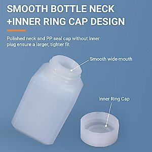 UMETASS Plastic Container Lab Chemical Reagent Bottles 4oz Liquid Solid Storage Bottles Sample Storage Container Sealing Bottle with Cap for Food Stores (Translucent, 4oz,10 PACK)