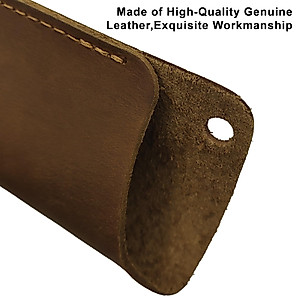 XQIGI Genuine Leather Pen Case Holder, Handmade Double Pen Case Fountain, Pencils Protective Sleeve Large Pens Pouch Cover (Bourbon Brown)
