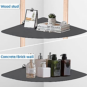 suptek Corner Floating Wall Mounted Shelf with Black Strengthened Tempered Glasses