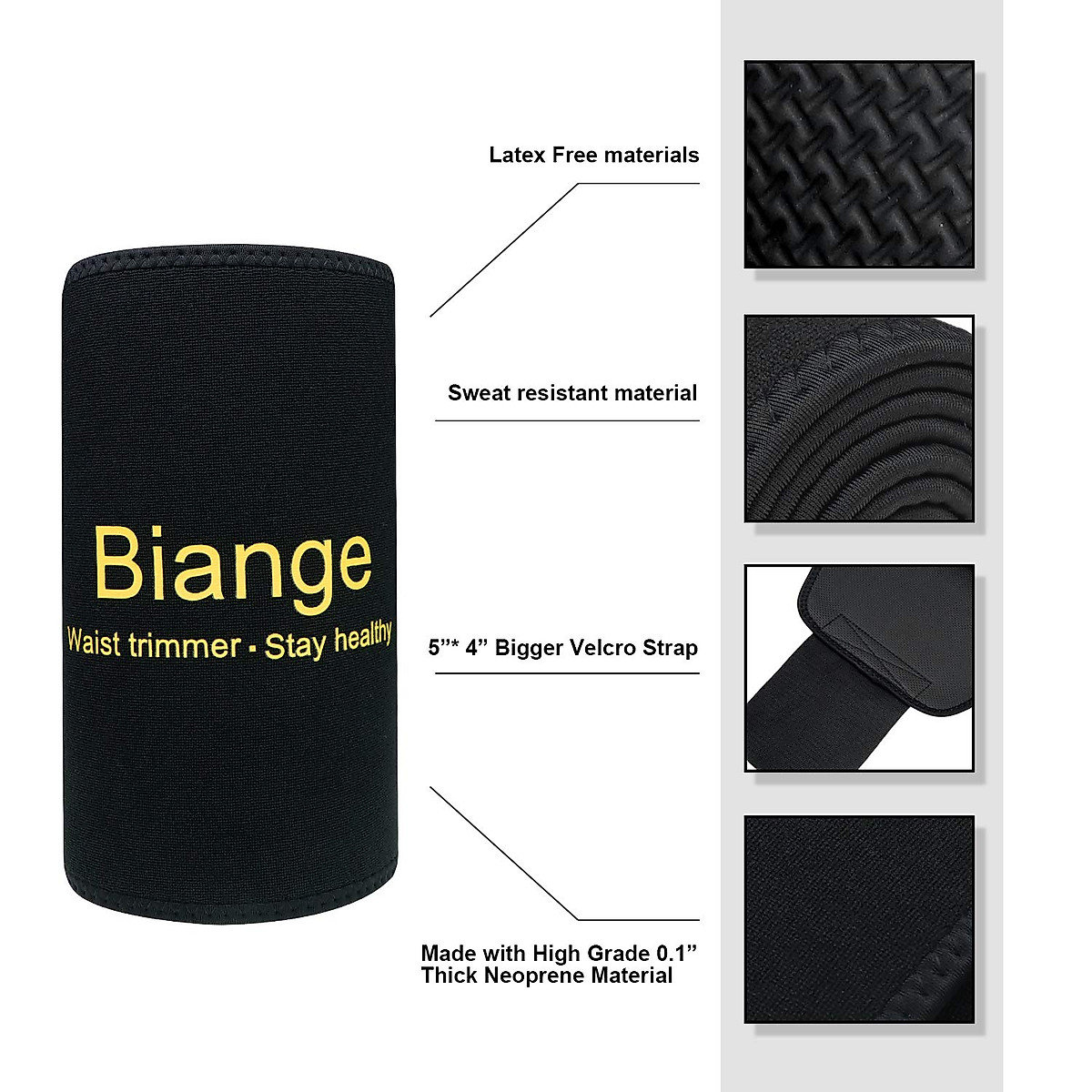 Biange Waist Trainer for Women Men Sweat Belt Waist Trimmer Belly Band Stomach Wraps