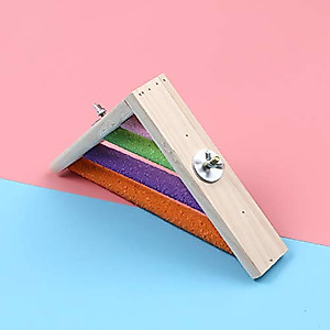 balacoo Bird Perch Platform Wooden Parrot Stand Birdcage Corner Playground Colorful Right Angle Perches for Parakeet Cockatiel Guniea Pig Small Animals Random Color