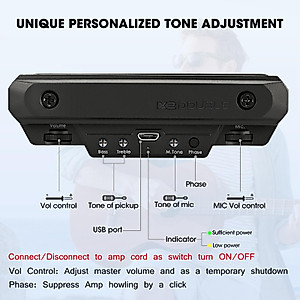 Acoustic Guitar Pickup Rechargable Active Soundhole Guitar Pickup Adjustable Pickup for Guitar Magnetic Coil Build-in Volume Control Guitar Microphone Acoustic Pickup