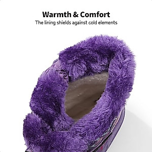 DREAM PAIRS Boys Girls Snow Boots Water-Resistant Outdoor Sport Warm Cozy Anti-Slip Cute Ankle Winter Shoes for Toddler/Little/Big Kid,Size 2 Little Kid,Purple,DUCKO