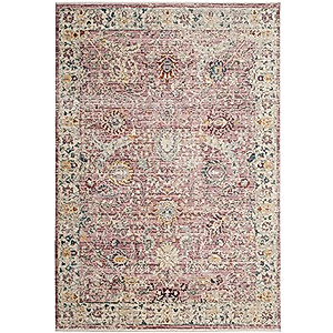 SAFAVIEH Illusion Collection 5' x 8' Rose / Cream ILL703F Vintage Distressed Viscose Area Rug