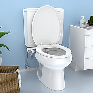 UDFORSK Non-electric Bidet Toilet Seat Attachment Ultra-slim Bidet Attachment Front/Rear Wash Toilet Bidet Attachment Dual Retractable Spray with Nozzle Guard Door