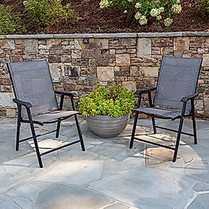 Flash Furniture Black Outdoor Folding Patio Sling Chair (2 Pack)