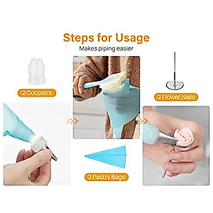 Kootek 42pcs Piping Bags and Tips Set, Cake Decorating Supplies Kits for Baking with 36 Numbered Frosting Icing Tips, 2 Reusable Pastry Bags, Easy Carry Storage Box and Other Baking Tools