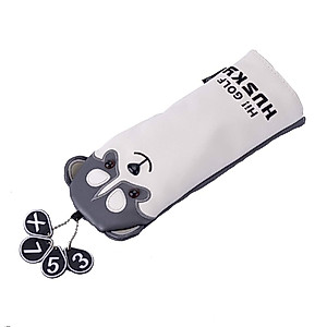 PLUSKER 1PC Golf Club Head Cover for Hybrid Synthetic Leather with Husky Pattern Design Creative Golf Headcover