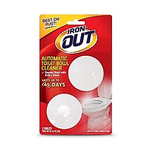 Iron OUT Automatic Toilet Bowl Cleaner, Helps Remove and Prevent Rust Stains in Toilet Bowls and Tanks, 2 Tablets