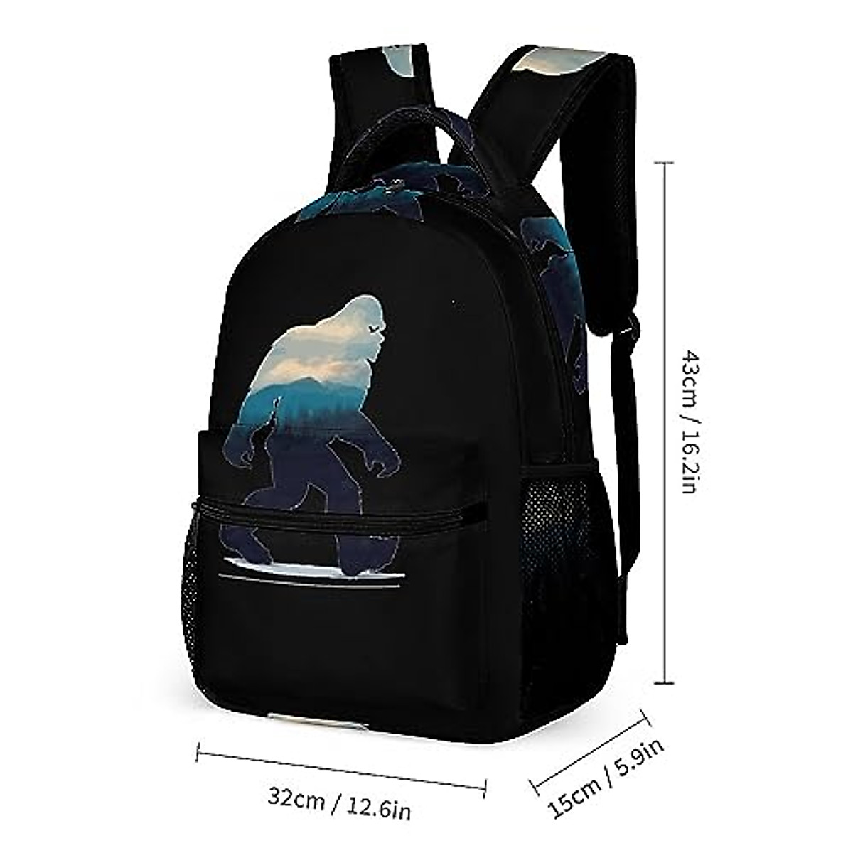 Bigfoot Forest Landscape 3 Pcs Backpack Set Portable Lunch Bag Pencil Pouch for Office