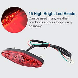 Keenso 12V Universal 15 LED Motorcycle Rear Tail Light Brake Stop Running Tail Light ATV Dirt Bike (B)