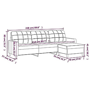 loibinfen 3 Seater Sofa with Footstool Sofa Set, Modern Fabric Couch Sofa Furniture,Three Seat Sofa for Home, Office, Living Room, Dark Gray 82.7" Fabric(Style A)