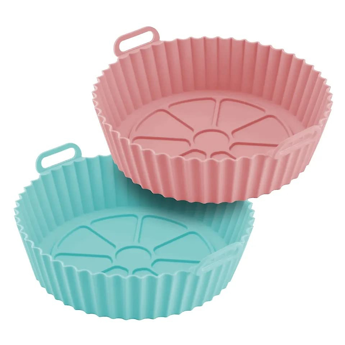 4Pack Air Fryer Silicone Liners Pot for 3 to 5 QT Silicone Basket Disponsable Oven Liner Accessories Reusable Replacement of Flamable Parchment Paper Brown Blue Gray Pink