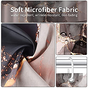 Seorsok Pink Gold Marble Shower Curtain Sets 4 Piece with Rugs,Black Pink Gold Bathroom Sets with Shower Curtain and Rugs and Accessories, Modern Bathroom Decor with Bath Mats and 12 Plastic Hooks