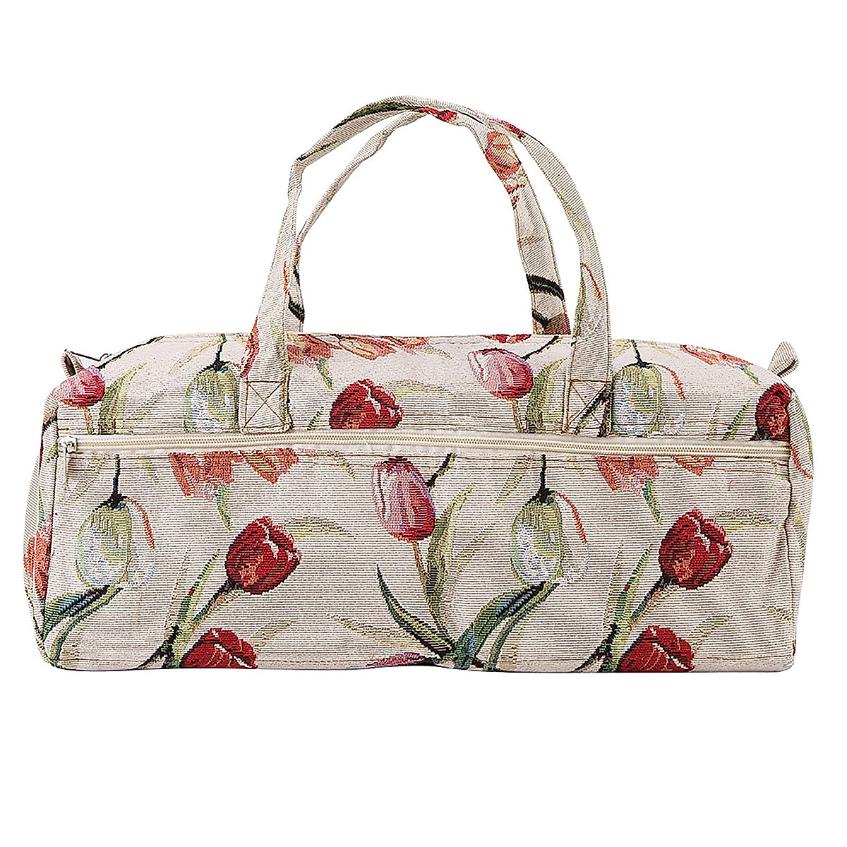 Knitting Bag, Woven Fabric Crochet Tote Bag Yarn Storage Organizer for Knitting Needles Crocheting Project Sewing Craft Accessories (Rose Jacquard)