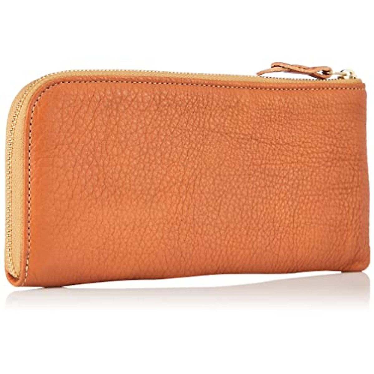 Peanuts No.73260 Snoopy Wallet, Women's, Men's, Genuine Leather, Cowhide Leather, Zipper, L-Shaped, Thin, Long Wallet, Camel