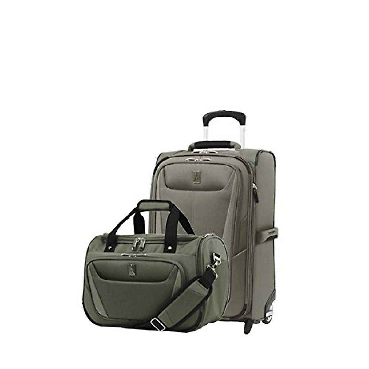 Travelpro Maxlite 5 Softside 2pc Set Expandable Carry On Upright 2 Wheel Luggage/Soft Underseat Tote, Lightweight Suitcase, Men and Women, Slate Green