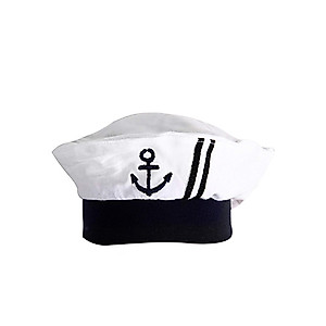 stylesilove Baby Toddler Boys Marine Sailor Cotton Romper with Hat and Necktie 3pcs Festival Jumpsuit (Navy Blue, 90/12-18 Months)