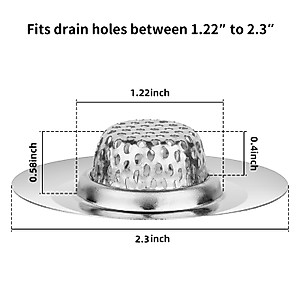 ChefBee Bathroom Sink Drain Strainer - 2PCS 1.22”Stainless Steel Shower Tub Drain Hair Catcher, Bathtub Sink Drain Cover Stopper, Anti-clogger Sink Filter Plug for Mop Pool, Utility Washbasin, RV Sink