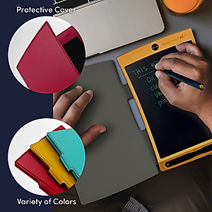 Boogie Board Jot Reusable Writing Tablet for Adults, 8.5 Digital Notebook with Instant Erase, Digital Notepad with Magnets, Note Taking Tablet for Work or School, Gold with Protective Folio