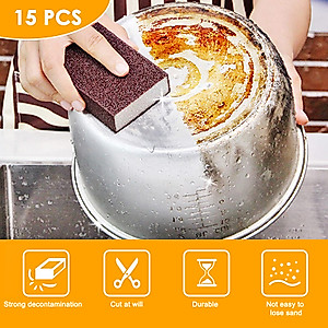 Sponge Individually Wrapped, Carborundum Sponge Nano Emery Sponges Stone Pot Dishwashing Sponge, Eraser Grit Scouring Pad Brush Rust Odor-Free Sponge Wipes for Kitchen(15 Pack)