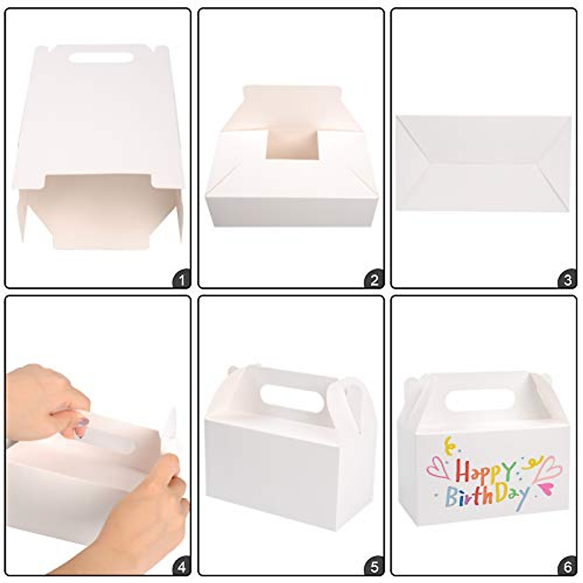 LOKQING 7x3.85x3.85 Inches Party Favor Boxes White Treat Boxes Gable Boxes Paper Gift Boxes for Baby Showers Birthday Party Wedding(25 Pack)
