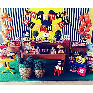Mickey Mouse Happy Birthday Party Banner Flags for Kid Disney Birthday Party Favors Decoration.