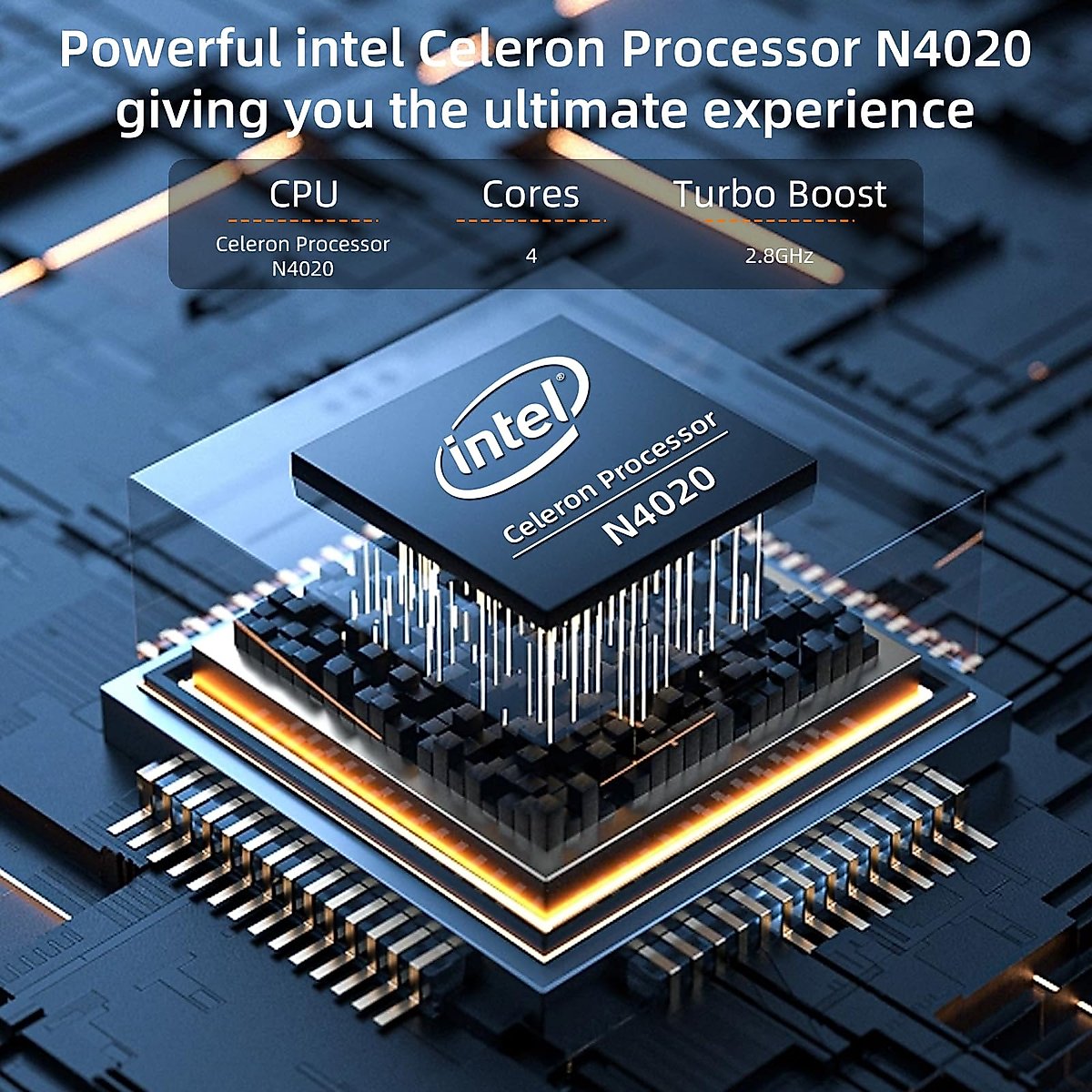 Laptop 15.6 Inch 4GB DDR 128G Memory, Windows 11 Laptop Computer with Intel N4020 up to 2.8 GHz, HD IPS Display, Thin & Light Notebook PC, USB3.0, Mini HDMI, 10000mAh Battery, WPS Built-in