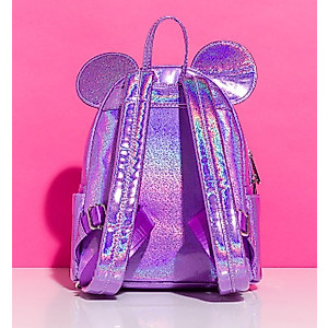 Loungefly Disney Minnie Mouse Glitter Sparkle Womens Double Strap Shoulder Bag Purse (Purple)