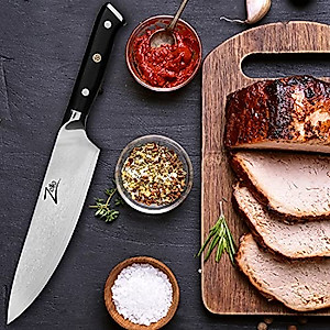 Zelite Infinity Damascus Chef Knife 8 Inch, Japanese Chef Knife, Damascus Kitchen Knife, Japanese Knife, Chefs Knife, Kitchen Knives, Chef Knives - Japanese AUS-10 Super Steel 67-Layer Damascus Knife