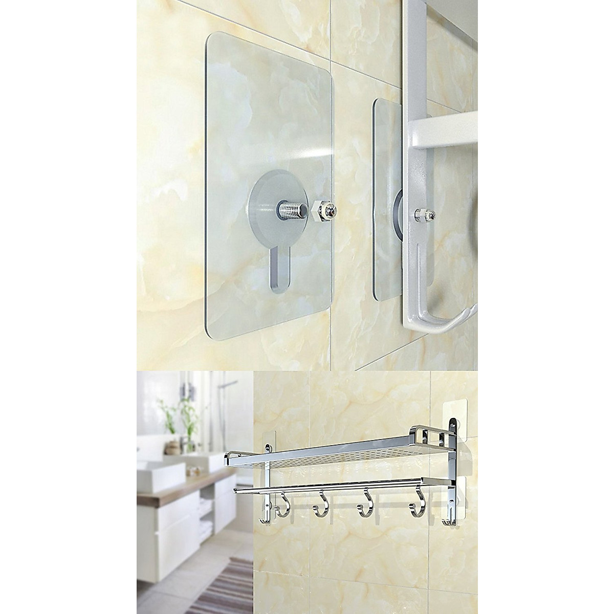 Linwnil [8Pcs/Set] Nail Free Wall Hook Screw Adhesive Non-Trace No Drilling for Bathroom Shower Kitchen Installation Hanging, Waterproof Transparent Screws Hook (Nail Size 6mm)