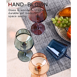 Colored Wine Glasses Set of 6-18oz Multi Colored Square Wine Glasses with Tall Long Stems and Flat Bottom,Crystal Colorful Wine Glasses-Unique Gifts for Wine Lovers,Wedding,Engagement Gifts